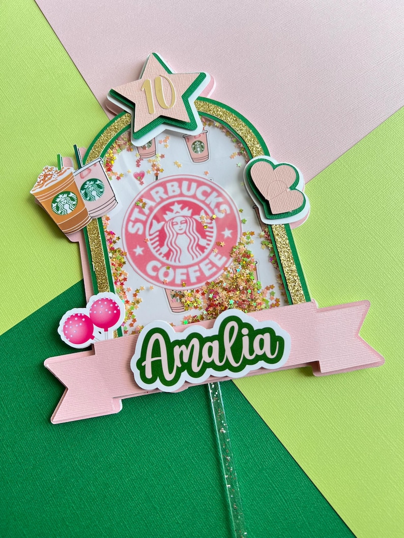 Coffee Theme Cake Topper/coffee Cake Topper/pink Coffee Cake Topper ...