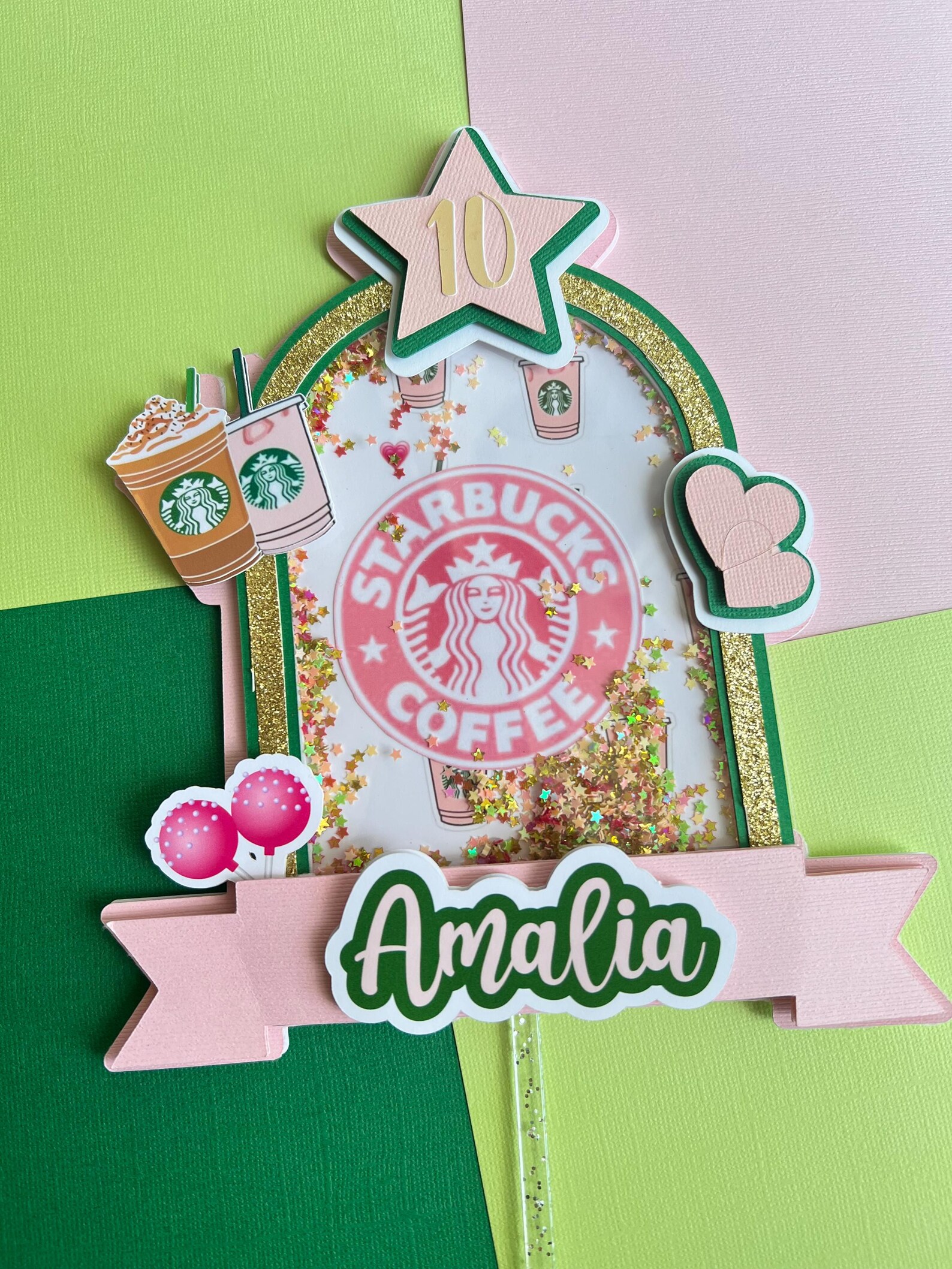 Coffee Theme Cake Topper/coffee Cake Topper/pink Coffee Cake Topper ...