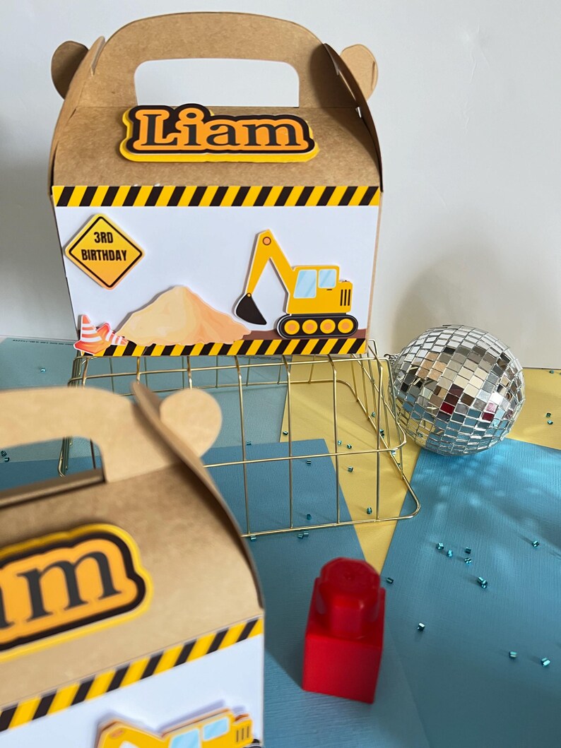 Construction Party Favor Box: Personalized Builder Birthday Gable Box ...