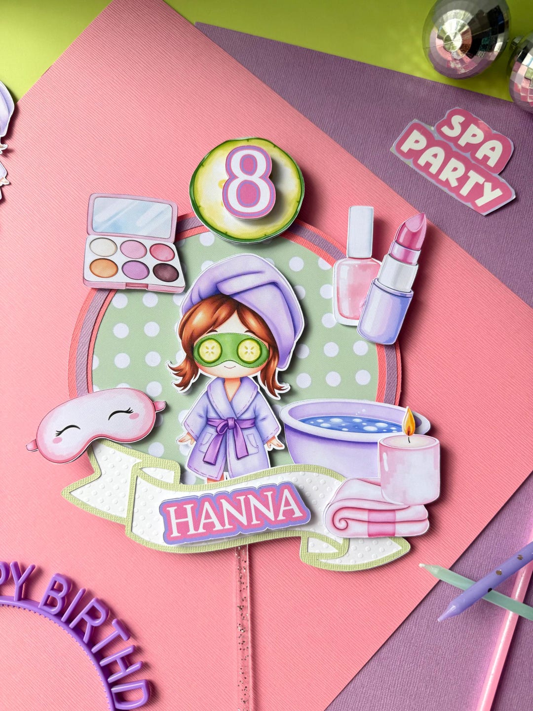 Spa Birthday Cake Topper: Personalized Pamper Party Decoration - Etsy