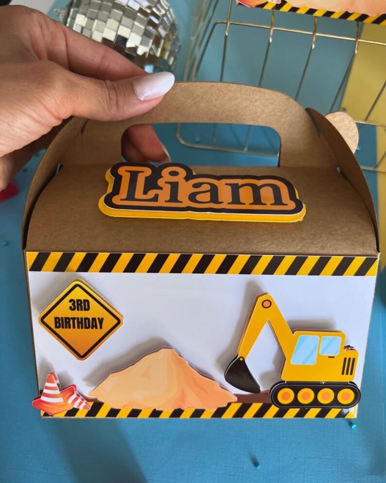 Construction Party Favor Box: Personalized Builder Birthday Gable Box ...