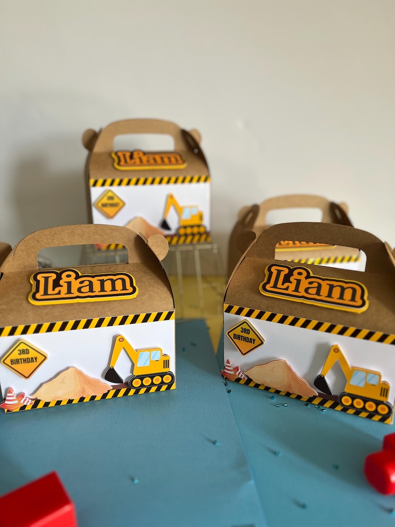 Construction Party Favor Box: Personalized Builder Birthday Gable Box ...