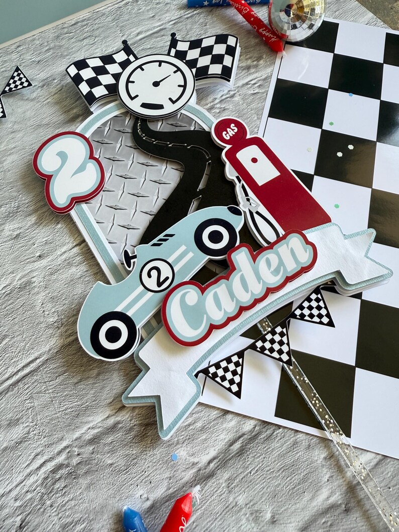 Vintage Race Car Cake Topper, Two Fast Birthday Decor - Etsy