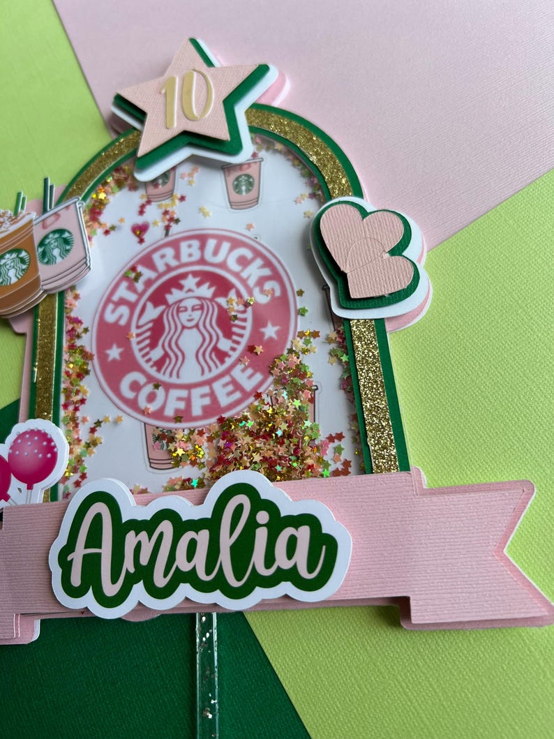 Coffee Theme Cake Topper/coffee Cake Topper/pink Coffee Cake Topper ...