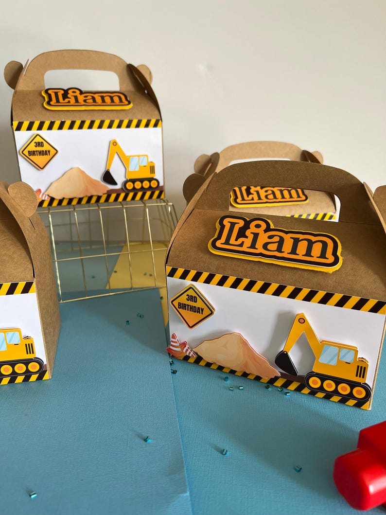 Construction Party Favor Box: Personalized Builder Birthday Gable Box ...