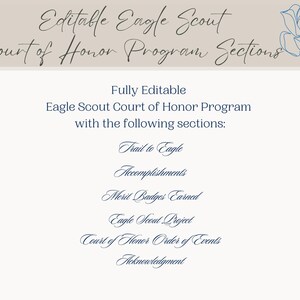 Eagle Scout Court of Honor Program Order of Events Custom, Scouts ...