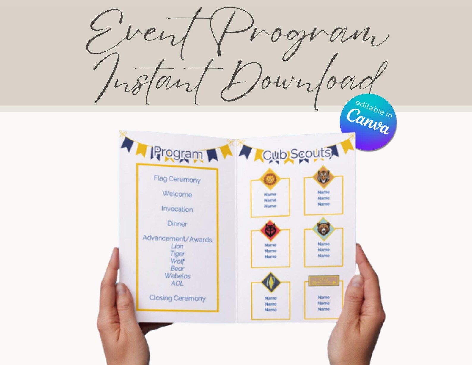 Blue and Gold Banquet Program Order of Events Custom, Scouts, Party ...