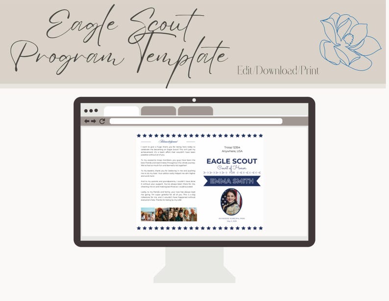 Eagle Scout Court of Honor Program Order of Events Custom, Scouts ...