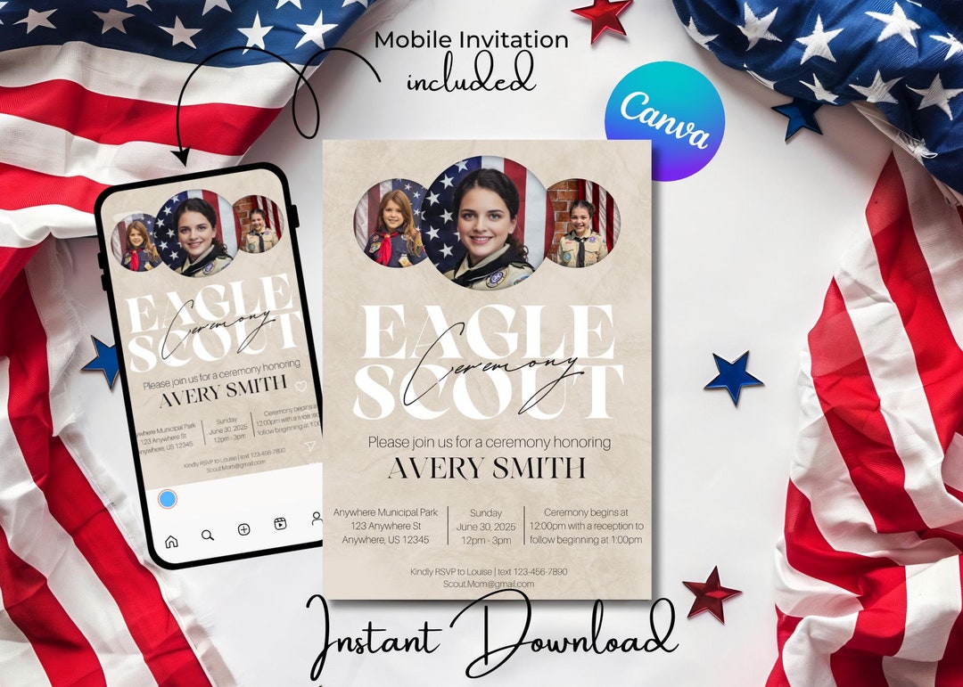 Eagle Scout Court of Honor Invitation, Printable Download, Digital ...