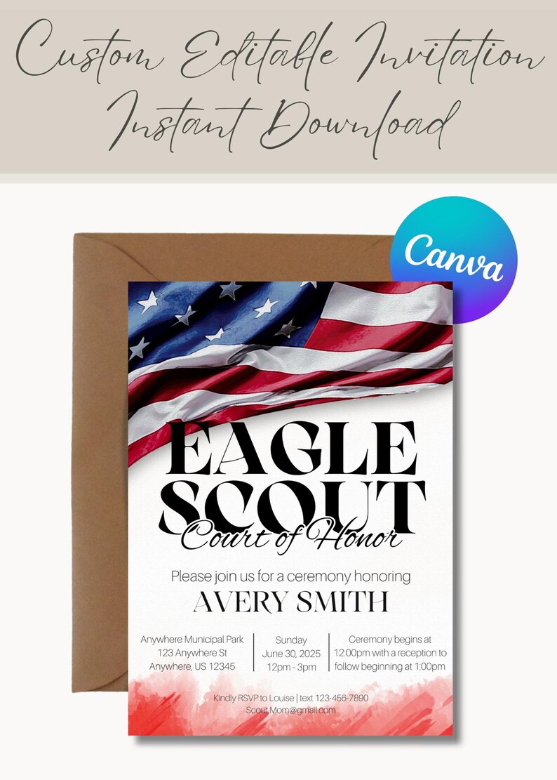 Eagle Scout Court of Honor Invitation, Printable Download, Digital ...