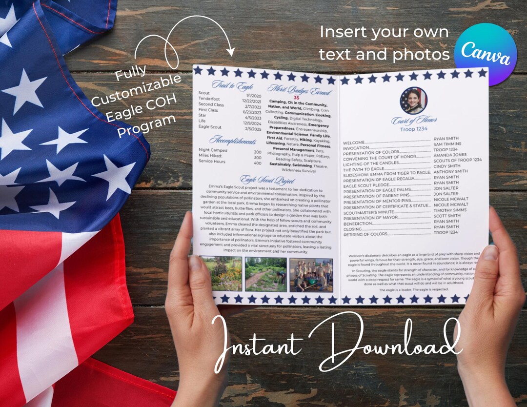 Eagle Scout Court of Honor Program Order of Events Custom, Scouts ...