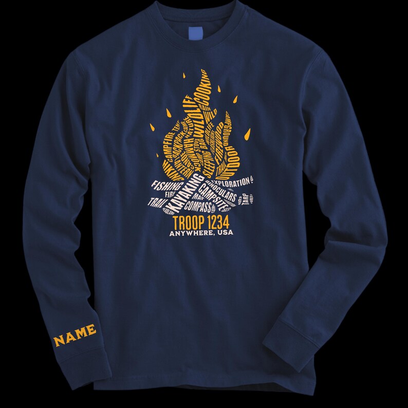 Scout Fire Custom LONG SLEEVE TEE, Troop Name Personalized Shirt ...
