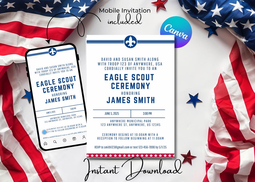 Eagle Scout Court of Honor Invitation, Printable Download, Digital ...