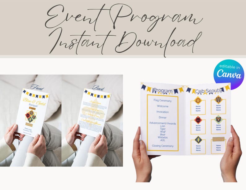 Blue and Gold Banquet Program Order of Events Custom, Scouts, Party ...