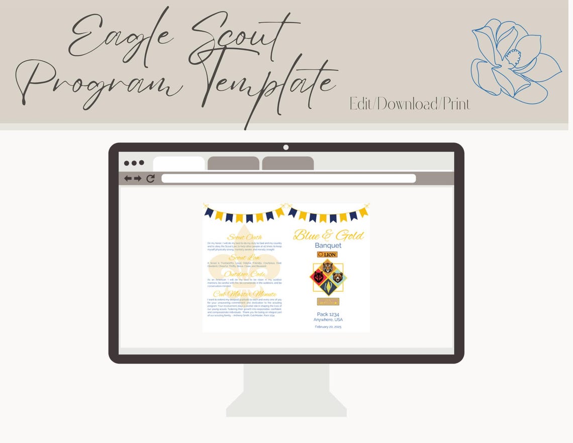 Blue and Gold Banquet Program Order of Events Custom, Scouts, Party ...