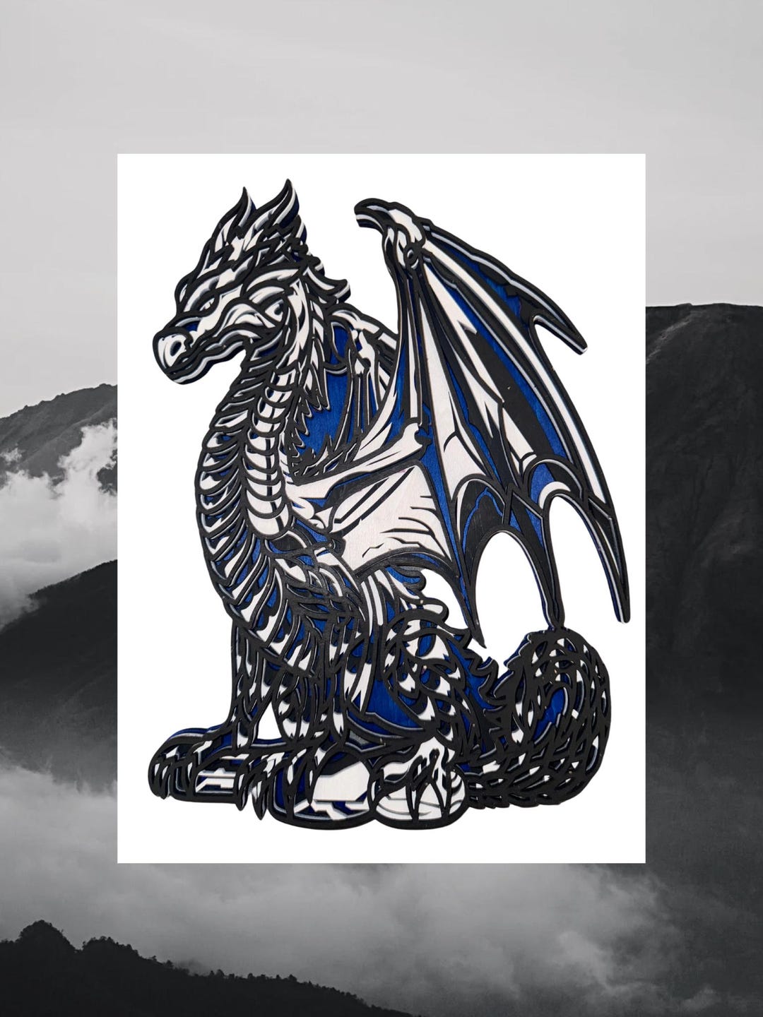 Multilayer Dragon Wall Art - 3D Laser Cut Wooden Fantasy Decor ...