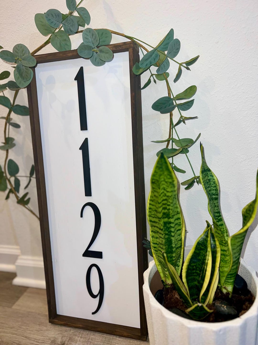 Custom Vertical House Address Sign, 25 Inch Personalized Wooden Home ...