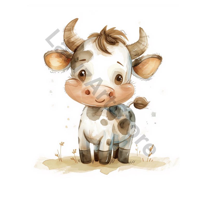 Cute Watercolor Animal Clipart, 20 Cute Animal PNG, Commercial Use ...