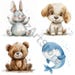 Cute Watercolor Animal Clipart, 20 Cute Animal PNG, Commercial Use ...