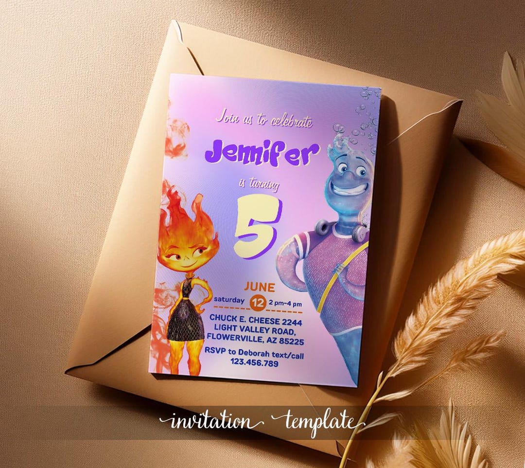 Editable Elemental Birthday Invitation, Printable Birthday Party Invite ...