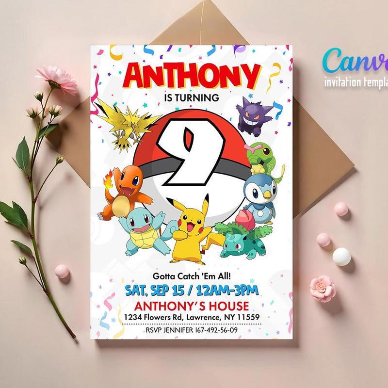 Pokemons Invitations - Etsy