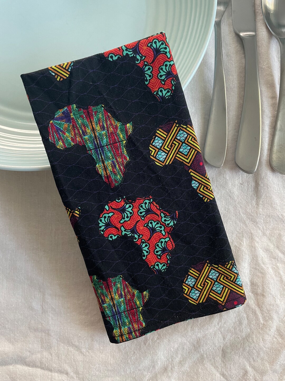Africa Map With Tribal Designs Cloth Napkins - Sets of 2 - Etsy
