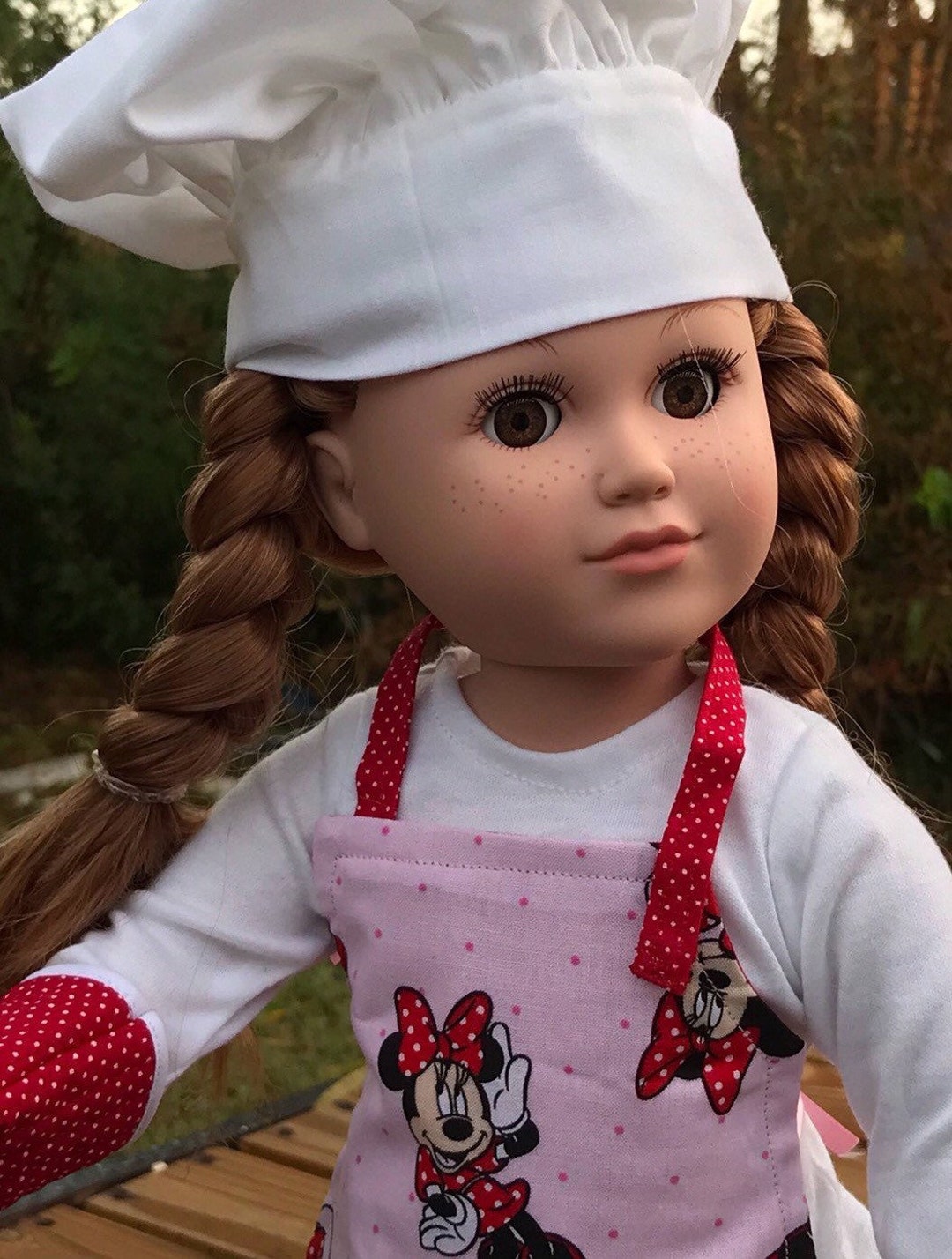 3-piece Minnie Mouse Apron Outfit With Oven Mitt & Chef Hat - Etsy