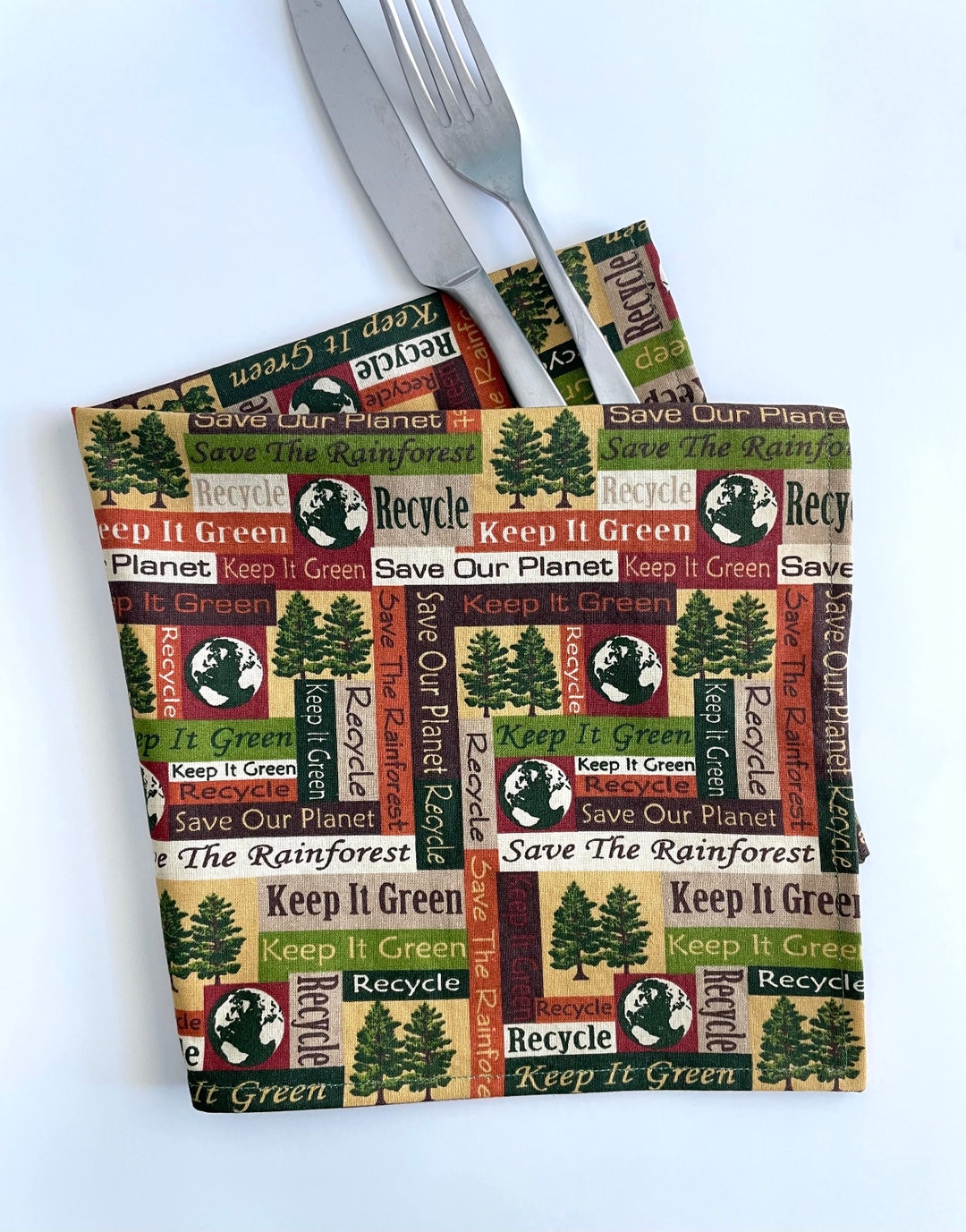 Keep It Green Save Our Planet Cloth Napkins Set of 2 - Etsy