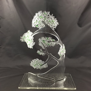 Art Glass Bonzai Tree by Uneek Glass Fusions. Glass Tree in Clear With ...