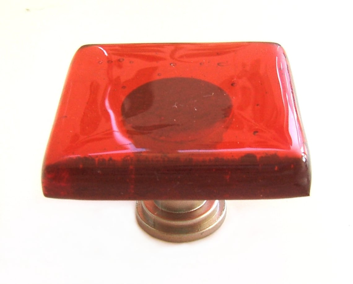 Red Glass Cabinet Handle or Drawer Pull Hardware Custom - Etsy