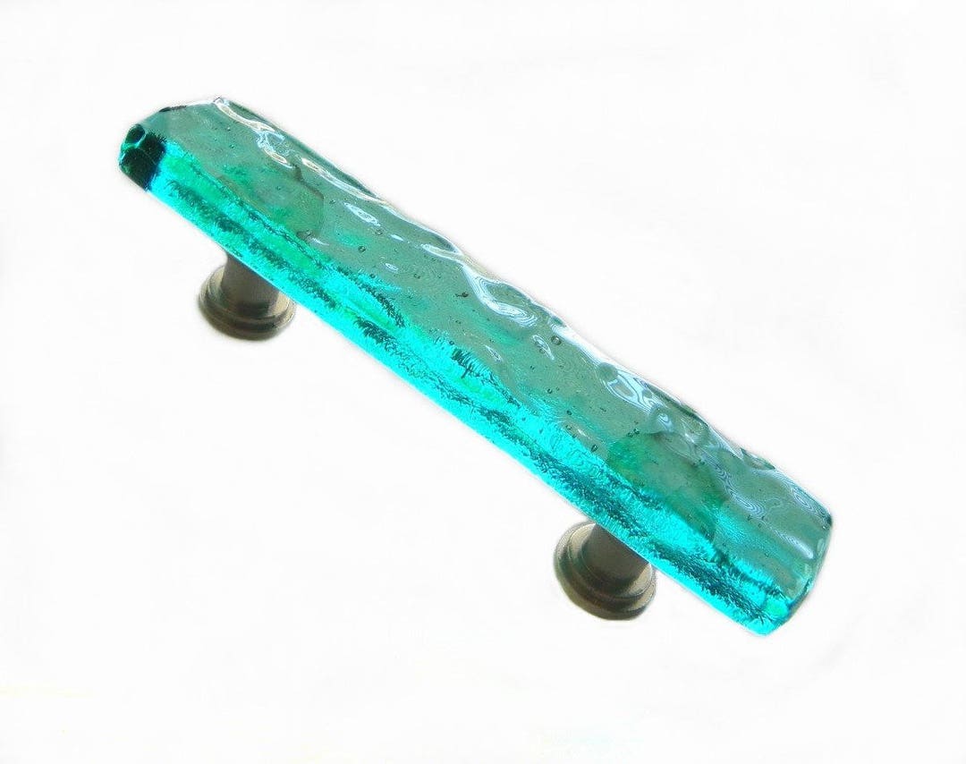 Aqua Blue Wave Kitchen Cabinet Handles in Softly Textured Wave Design ...