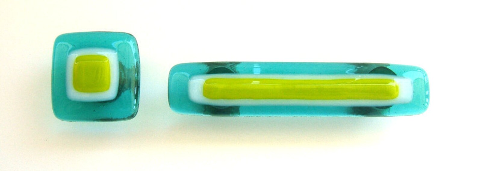 Lime Green Aqua Blue Fused Glass Drawer Pull or Cabinet Handle | Etsy