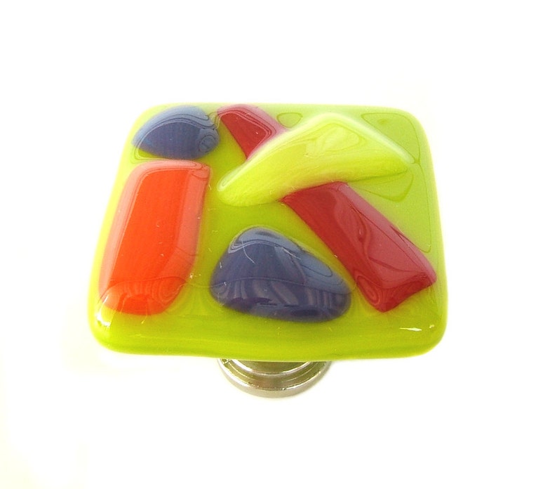 Lime Green Fun and Funky Fused Glass Cabinet Knob Hardware - Etsy