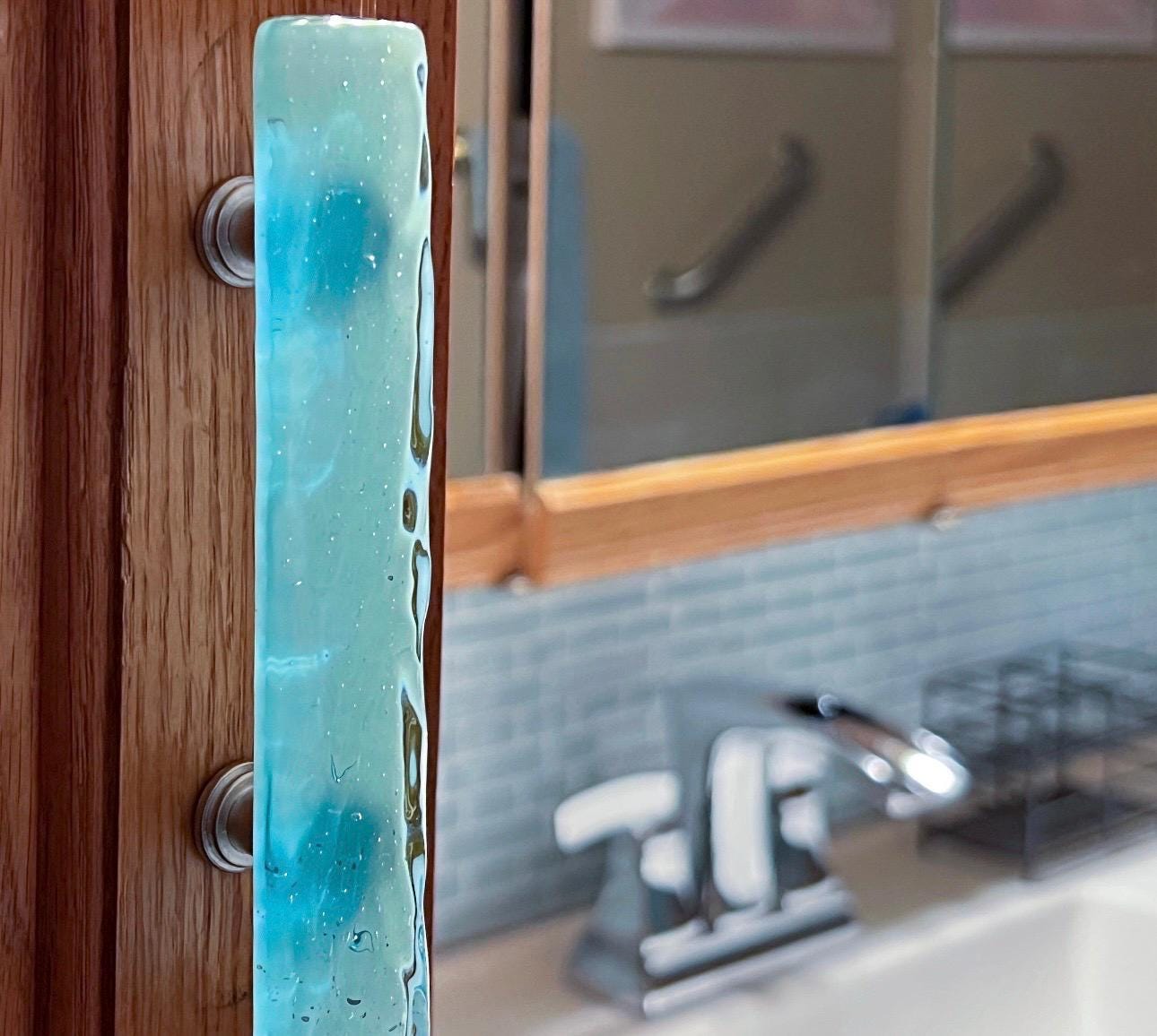 Glass Drawer Pulls in Light Blue Wave, Cabinet and Furniture Pulls ...