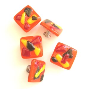 Fun and Funky Bright Orange Multi Colored Glass Pull Handle. Fun ...