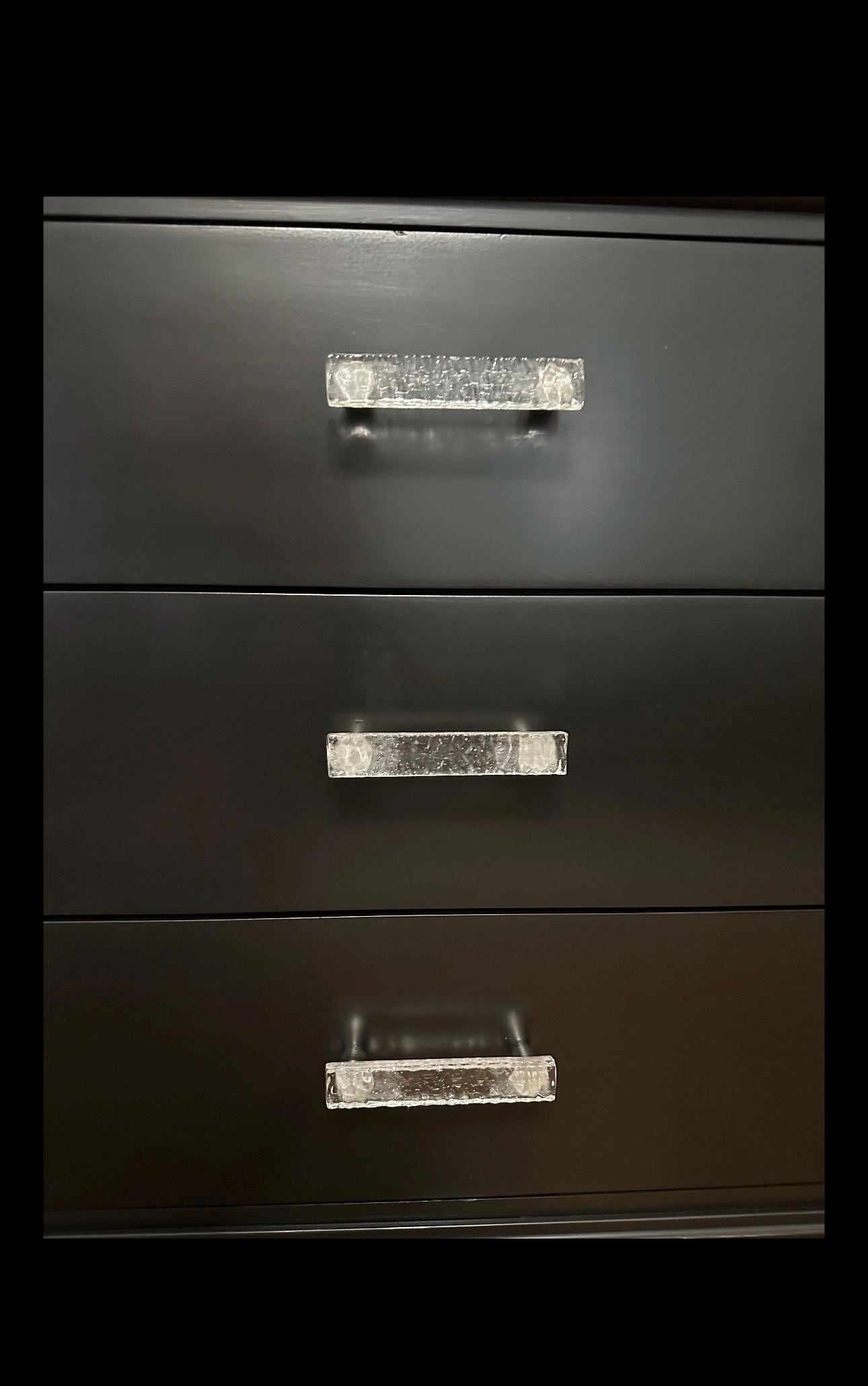Crystal Clear Glass Kitchen Cabinet Drawer Pull in Wave Design by Uneek ...
