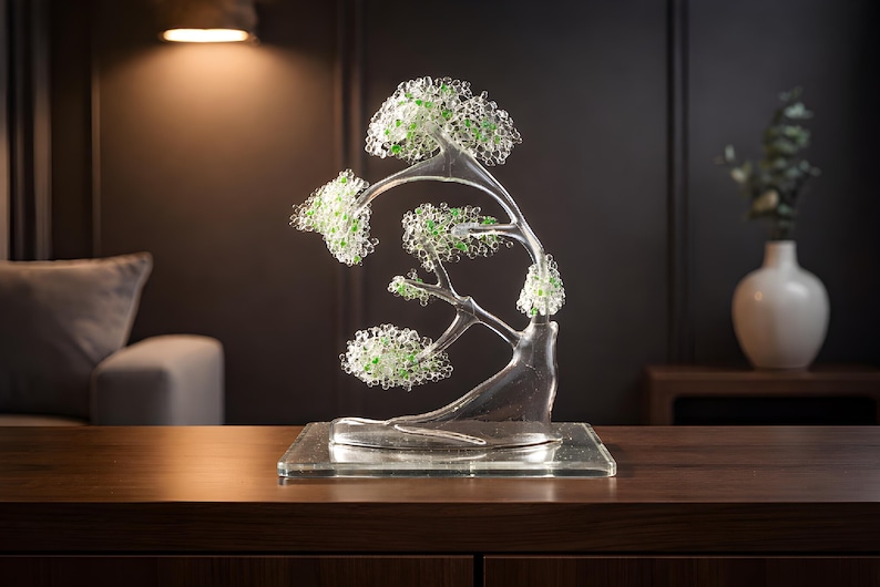 Art Glass Bonzai Tree by Uneek Glass Fusions. Glass Tree in Clear With ...