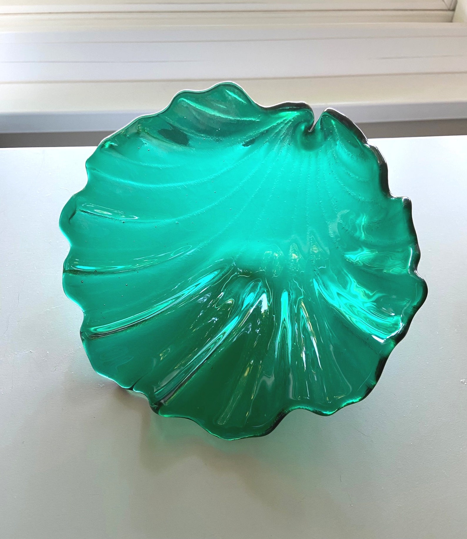 Large Seashell in Stunning Emerald Green Art Glass One of a | Etsy