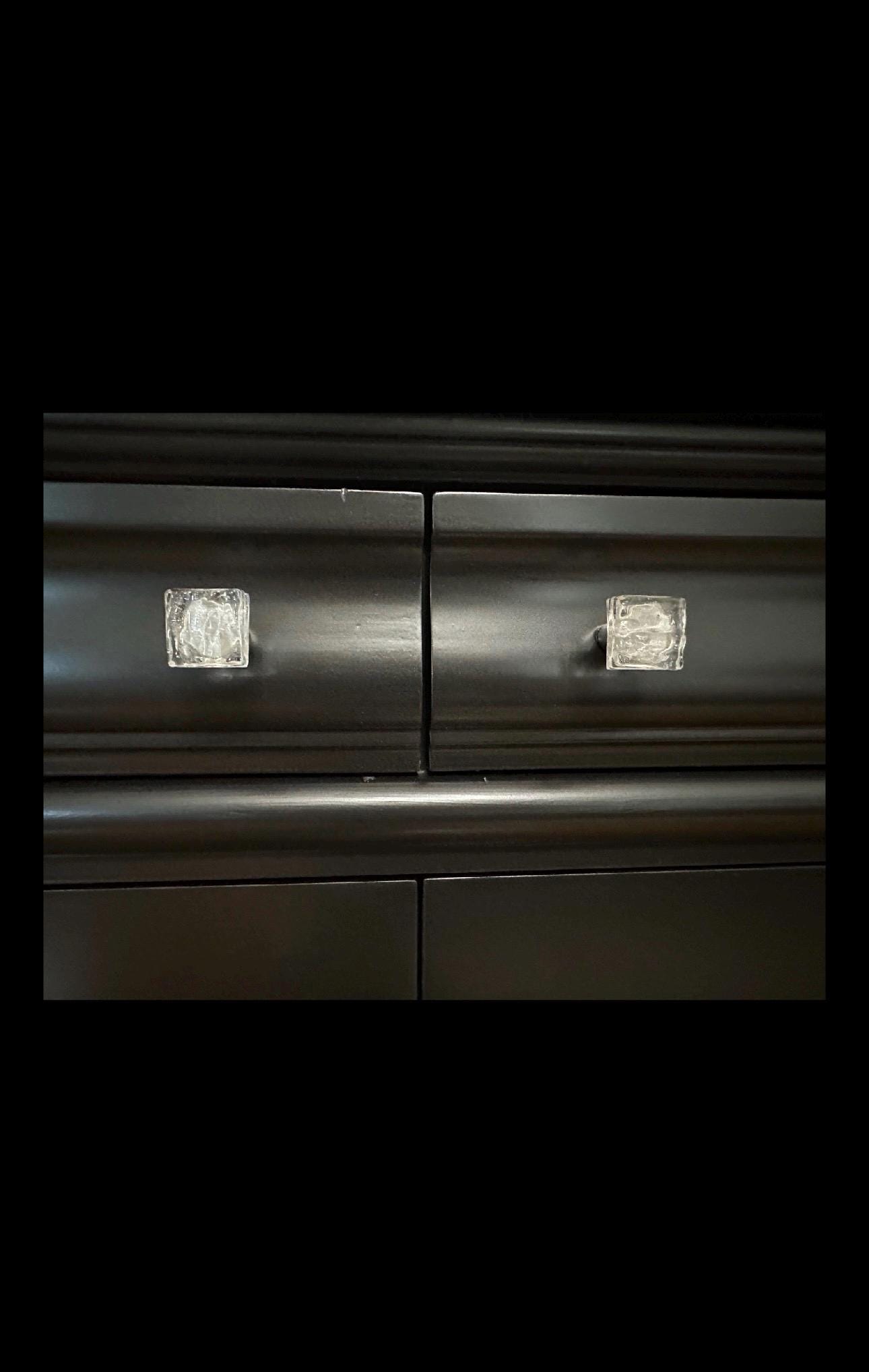 Crystal Clear Glass Kitchen Cabinet Drawer Pull in Wave Design by Uneek ...