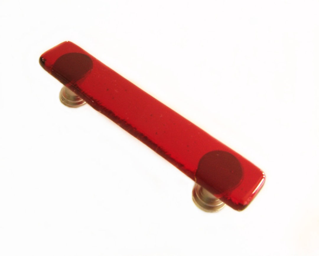Red Glass Cabinet Handle or Drawer Pull Hardware. Red Kitchen Cabinet ...