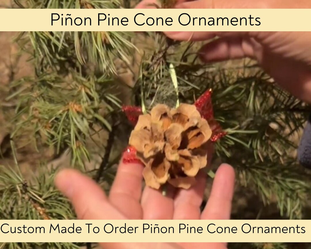 Rustic Piñon Pinecone Ornament Set: Glitter Ribbon, Holiday Decor - Etsy