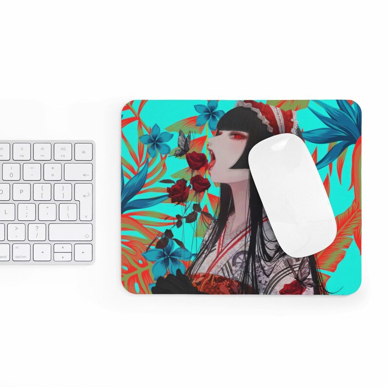 Anime Girl Vampire Geisha Mousepad Anime Floral Digital Art Design ...