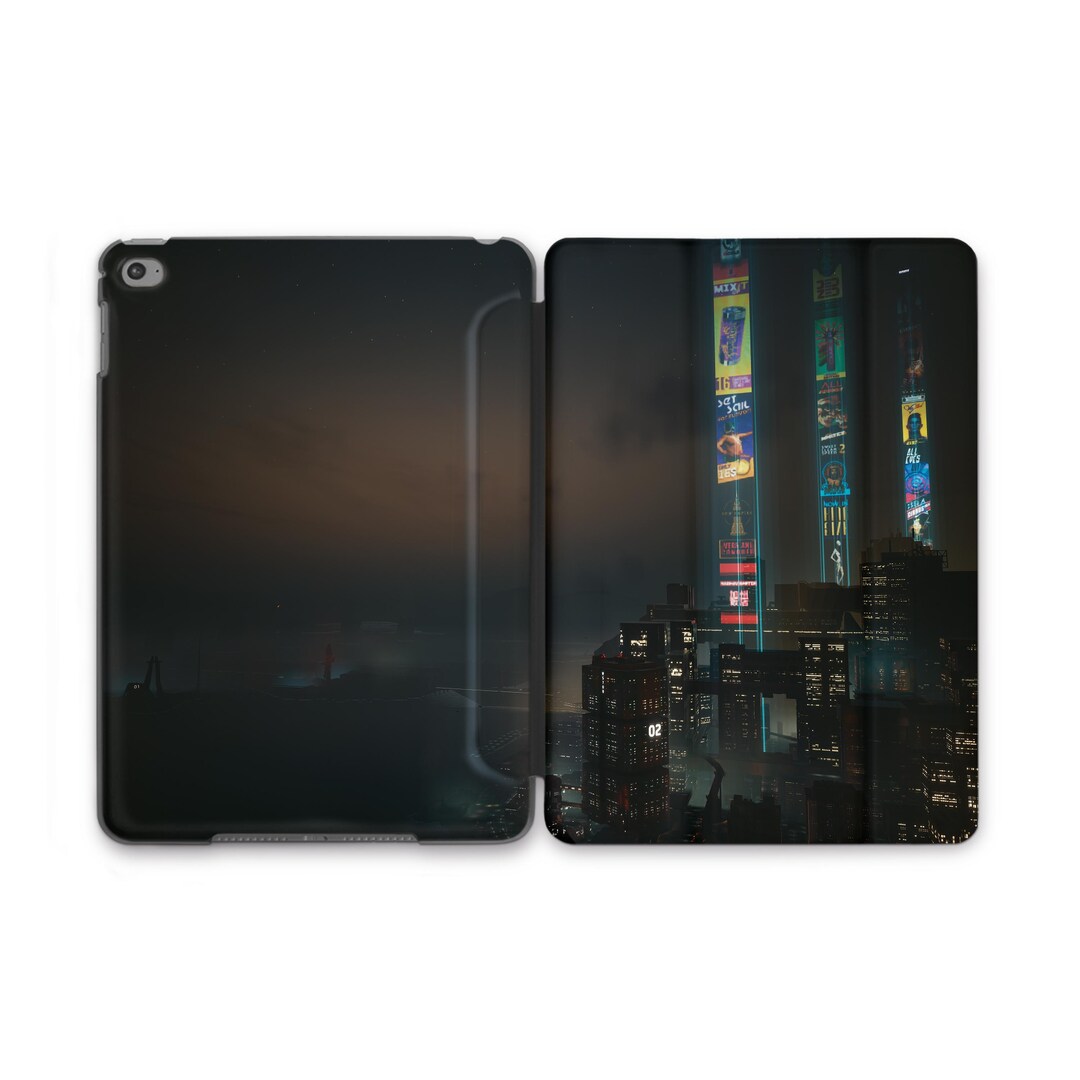 Purple City Scape Cyber Punk Fan Art Design iPad Case iPad Air 5 iPad ...