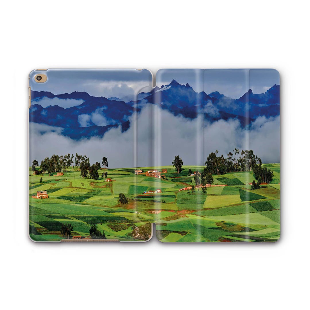 Mountain Valley Fields With Cloudy Peaks iPad Case iPad Air 5 iPad 10 ...