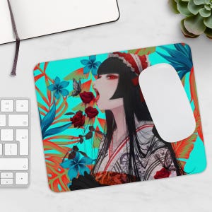 Anime Girl Vampire Geisha Mousepad Anime Floral Digital Art Design ...