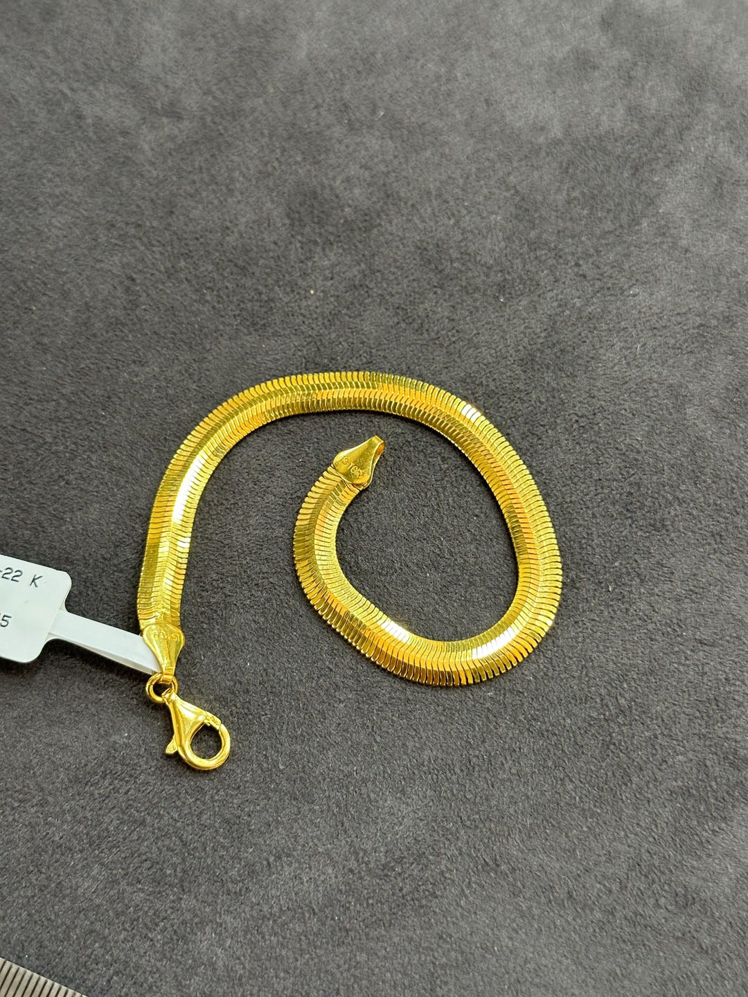 22K Solid Gold Snake Herringbone Bracelet, 22K Yellow Gold Snake Chain ...