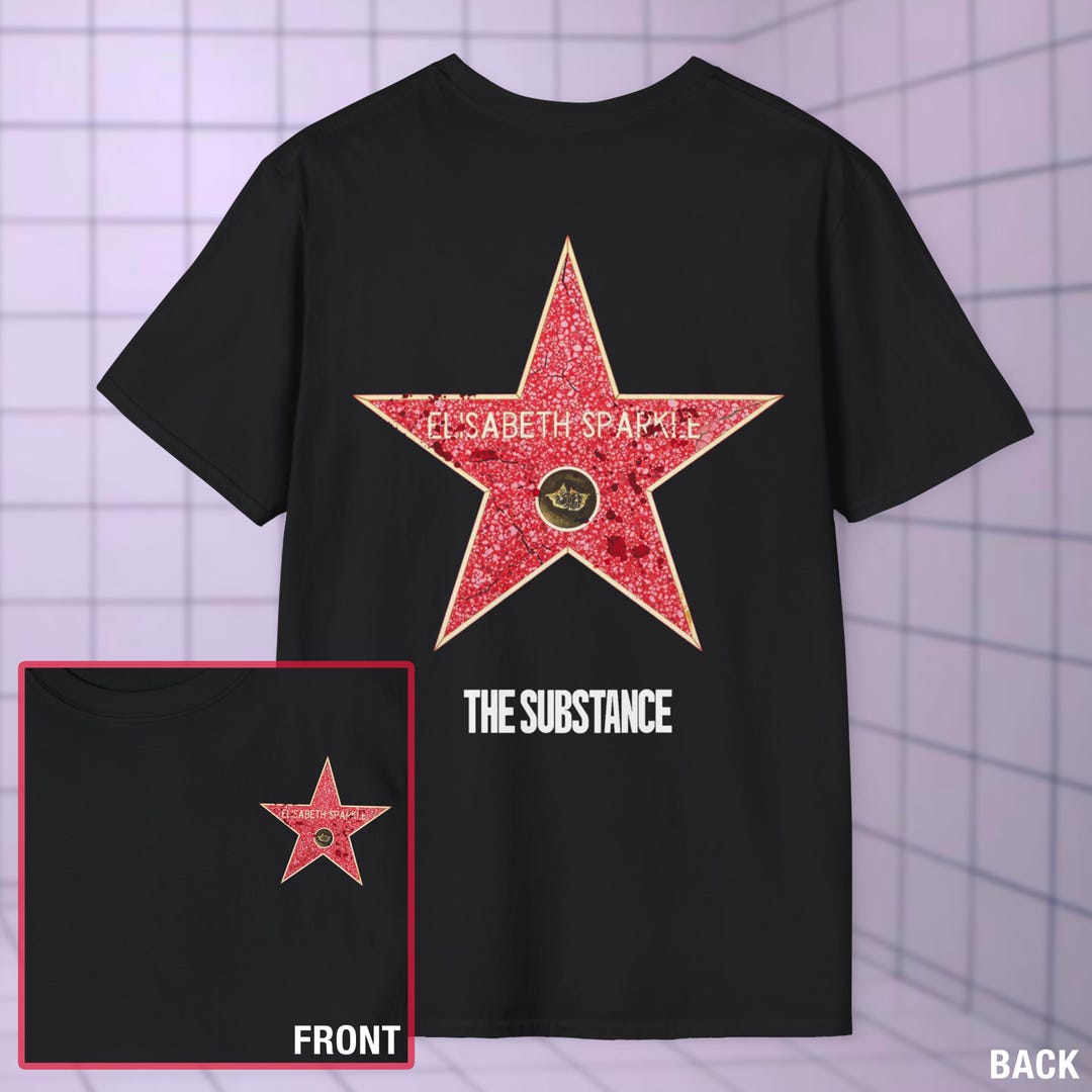 The Substance Elisabeth Sparkle Star T-shirt, Trendy Horror Movie Tee ...