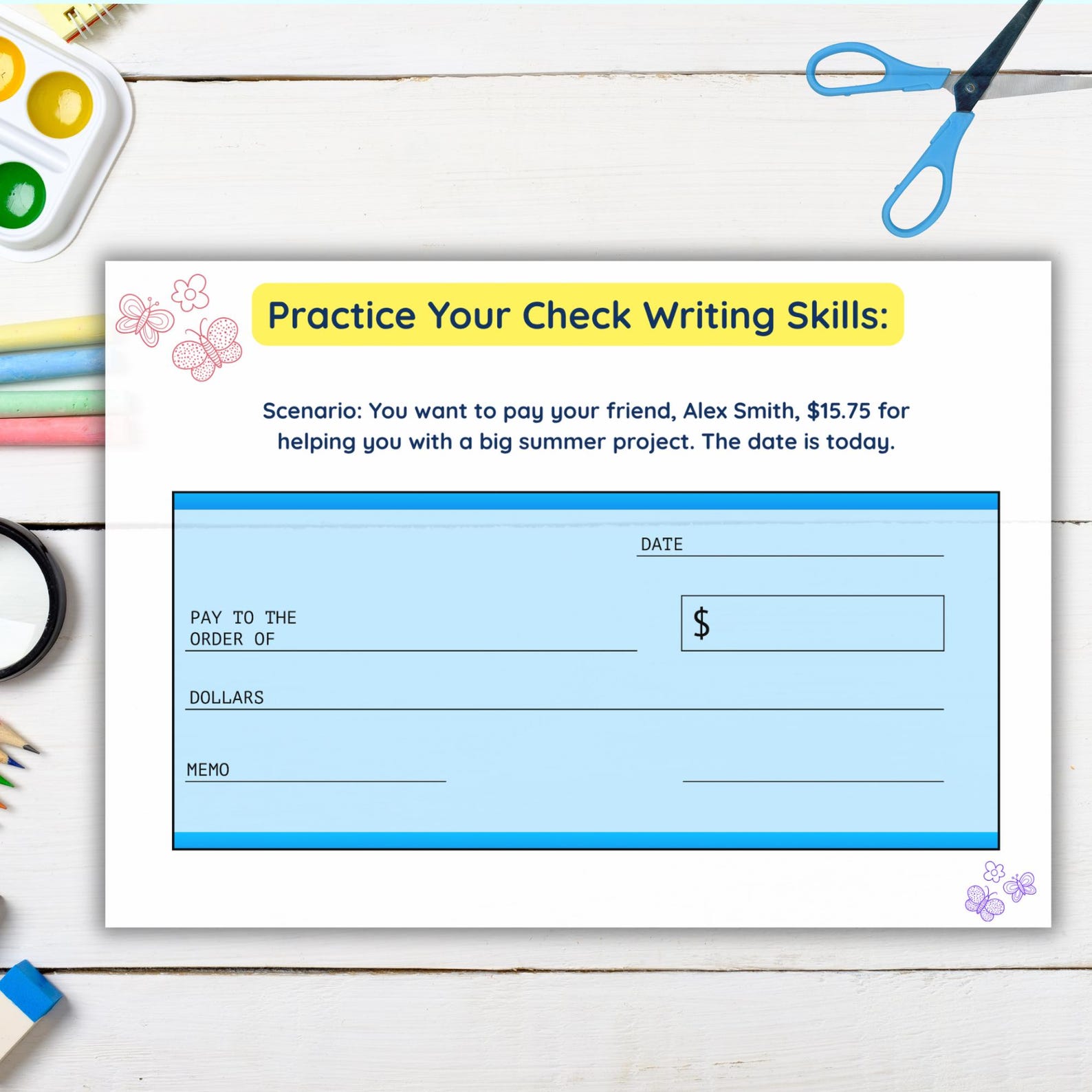 How to Write a Check Printable Activity,middle School Worksheet,kids ...