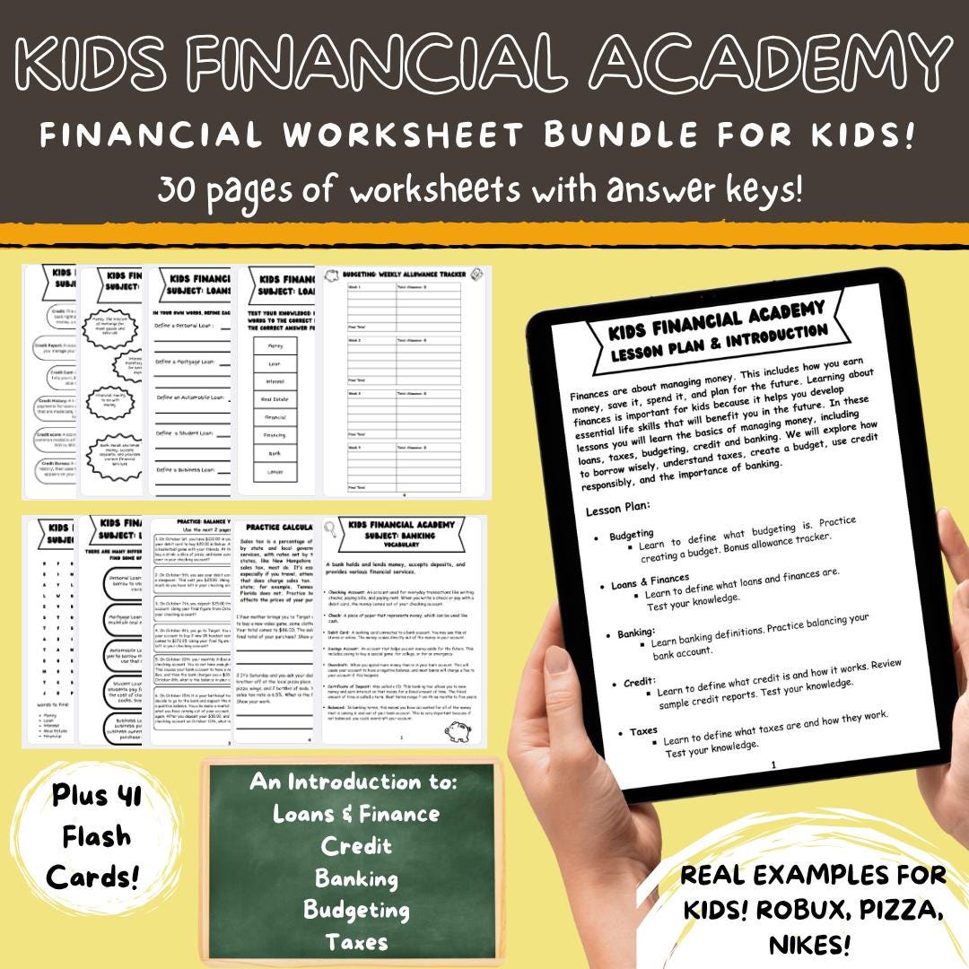 Kids Financial Literacy Printable Worksheet, Budgeting Practice PDF ...