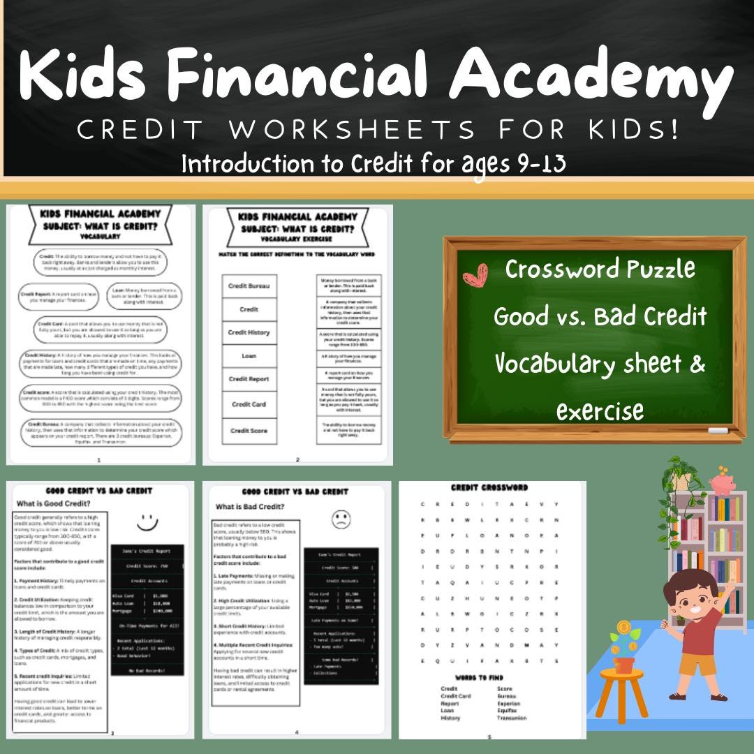 Credit Printable for Kids| Financial Literacy| Money Worksheets ...